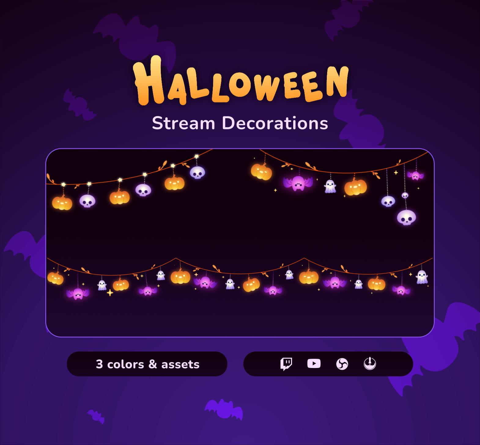 Animated Halloween Stream Overlay | Cute Ghosts, Pumpkins, Bats ...