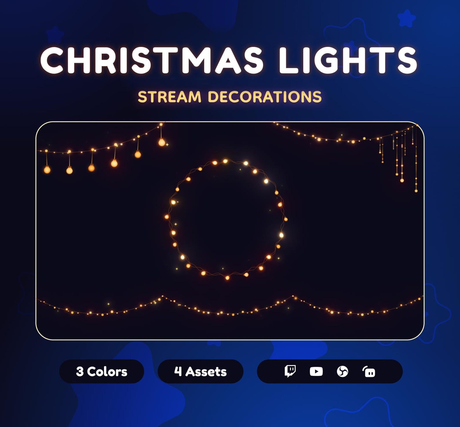 12 Animated Christmas Lights Stream Decorations • Cozy Holiday Twitch ...