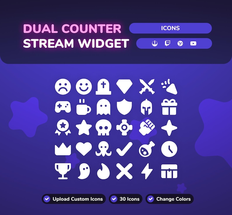 Dual Counter Twitch Widget for OBS • Win Loss Score Tracker Overlay ...