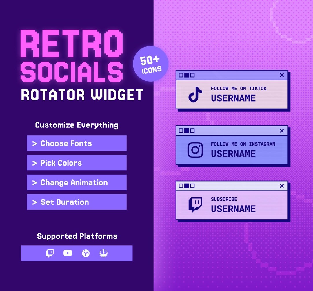 Social Media Rotator Widget – Pixel Cards for Twitch & Youtube ...