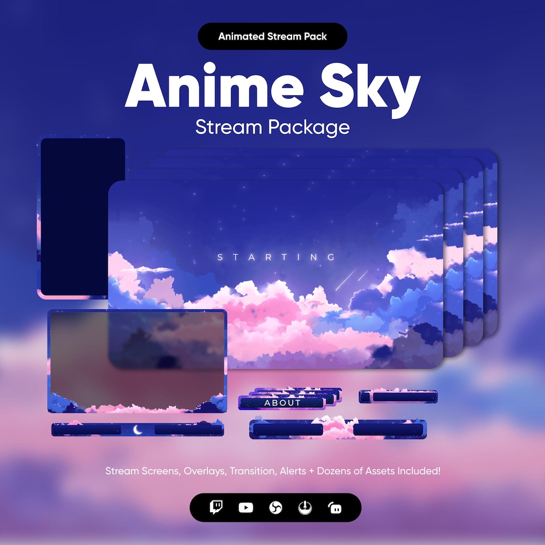 Anime Sky Twitch Overlay Pack · Animated Stream Overlay · OBS Overlay ...