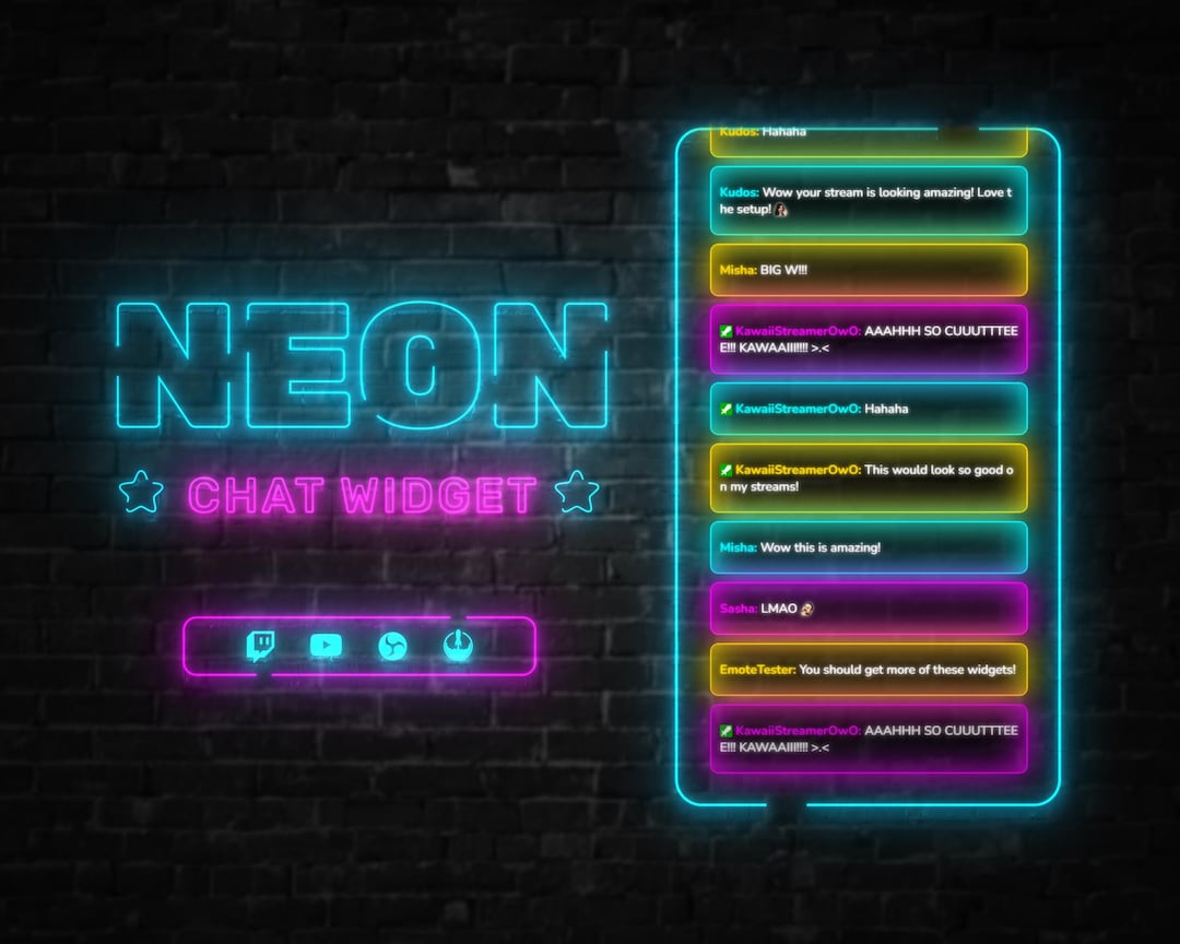 Neon Chat Widget • Glowing Chat Box for Twitch and Youtube Streamers ...