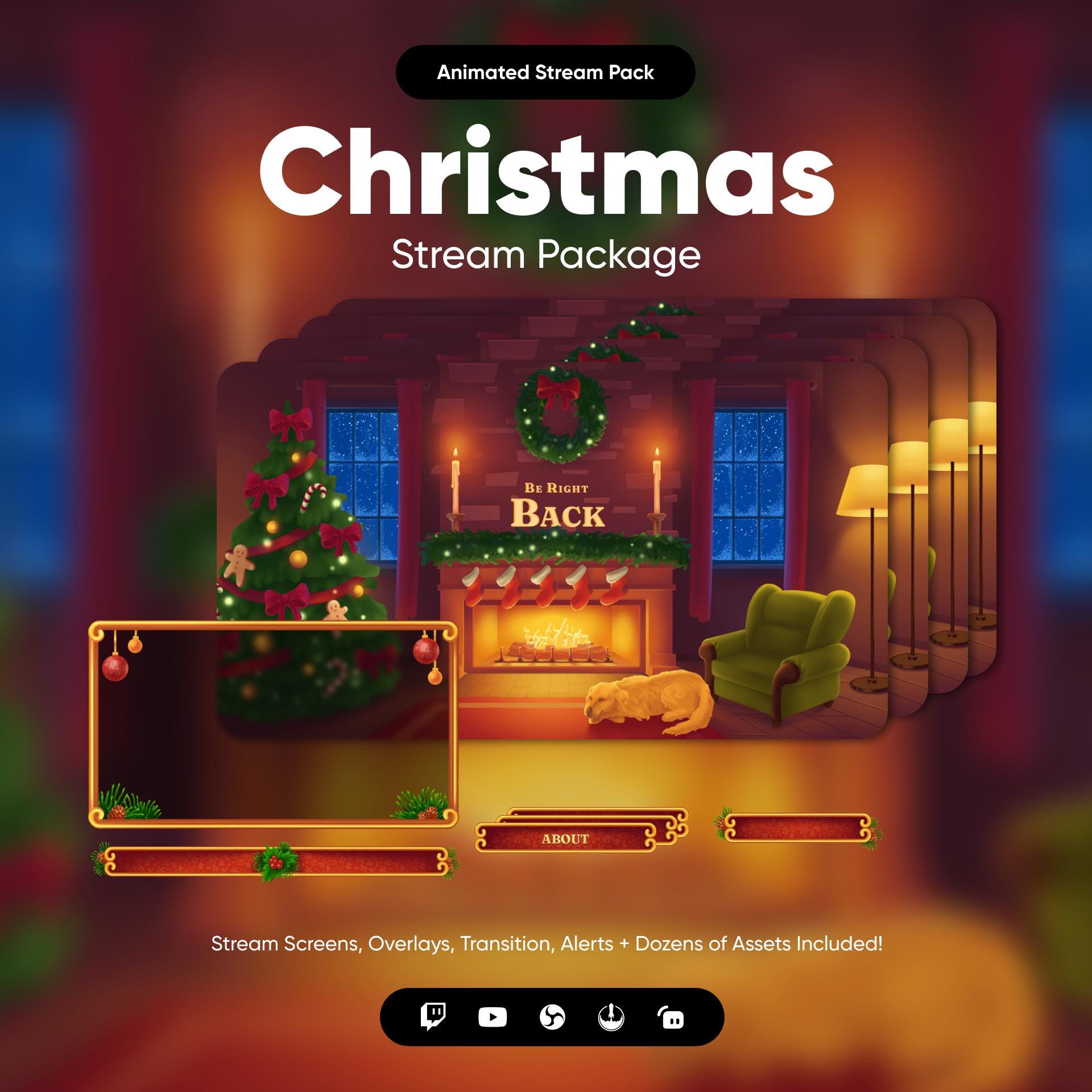 Christmas Twitch Overlay Pack · Animated Stream Overlay · OBS Overlay ...