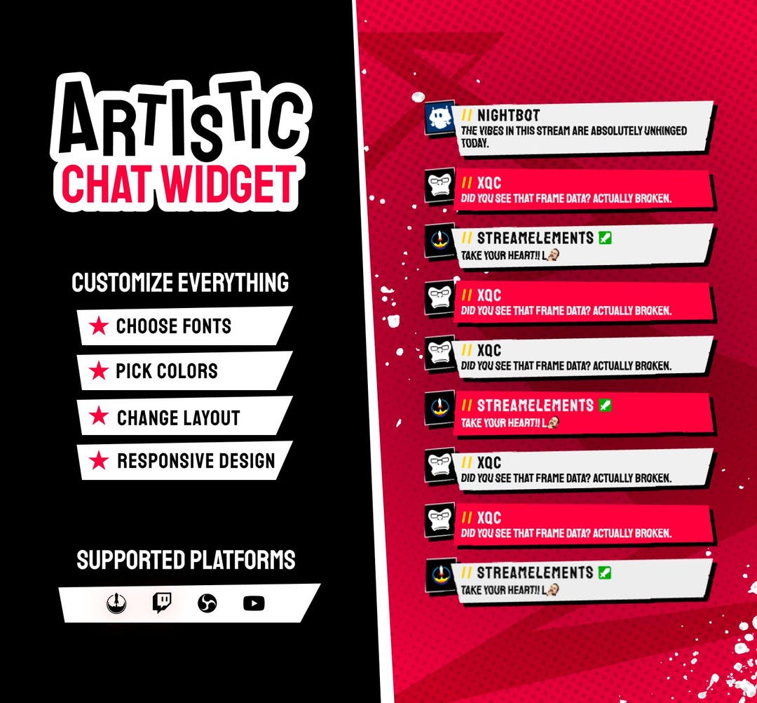 Artistic Twitch Chat Widget for OBS • Stylized Dandadan Overlay ...