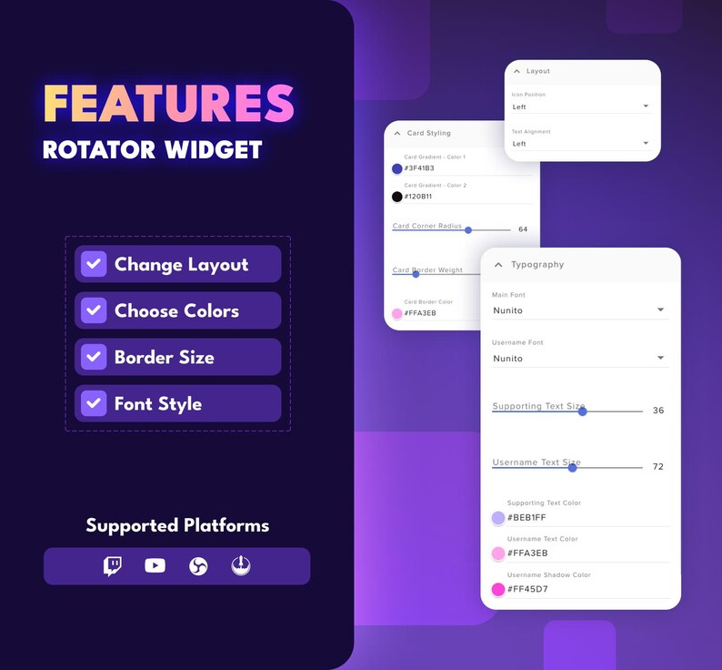 Twitch Social Media Rotator Widget, Animated Socials Overlay for ...
