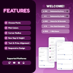 Twitch Tip Menu Widget, Animated Donation and Bits Price List Overlay ...