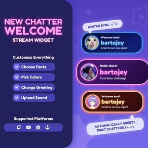 New Chatter Welcome Widget • Popup Welcomer for Twitch and Youtube ...