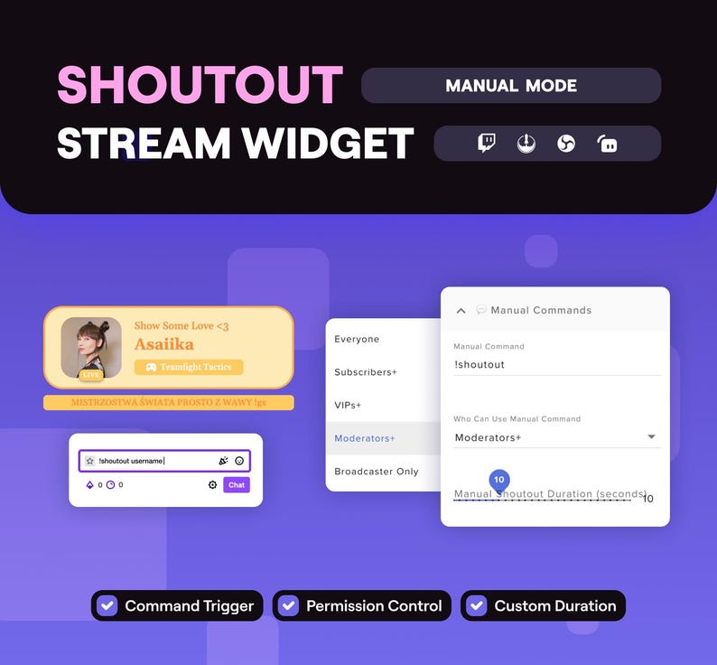 Twitch Shoutout Widget, Animated Streamer Highlight Overlay for Youtube ...