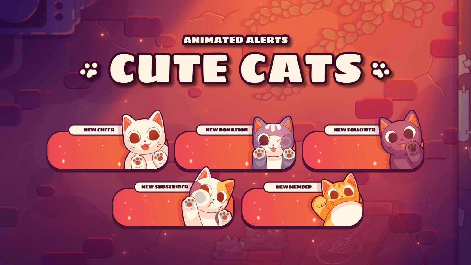 Cute Cats Twitch Alerts for OBS Studio & Streamlabs. Youtube and ...