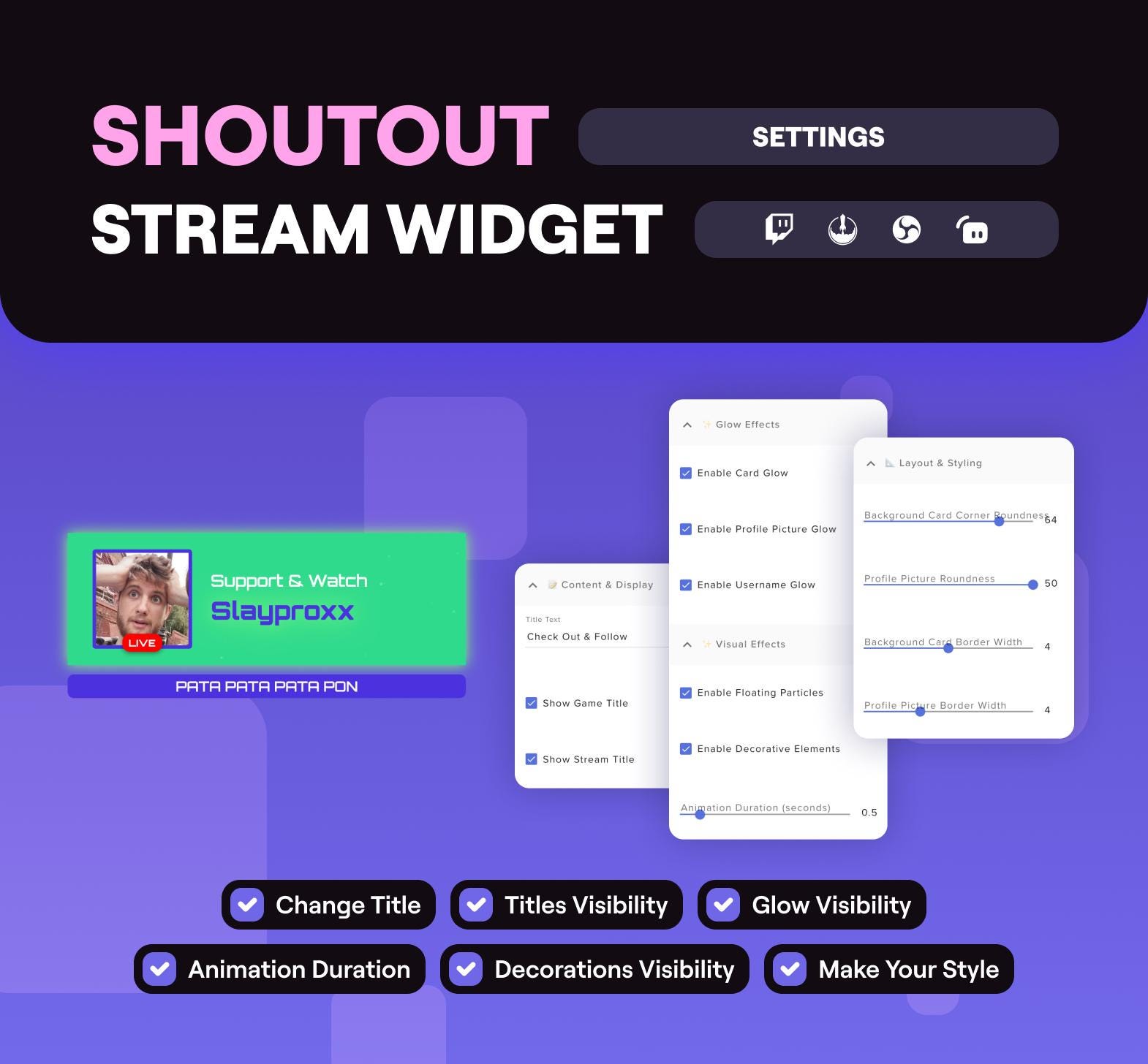 Twitch Shoutout Widget • Animated Streamer Highlight Overlay for OBS ...