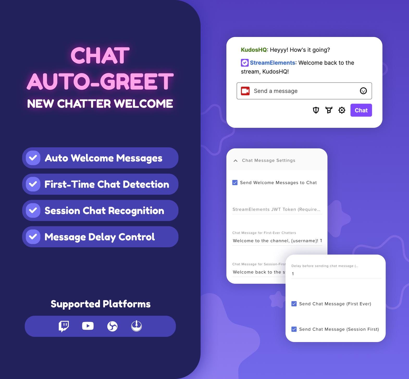 Twitch New Chatter Welcome Widget, Automatic New Viewer Alert Overlay ...