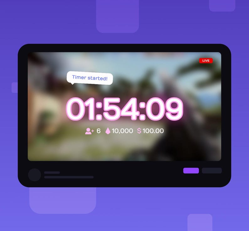 Twitch Minimal Subathon Timer Widget, Countdown for Subs Bits Tips ...