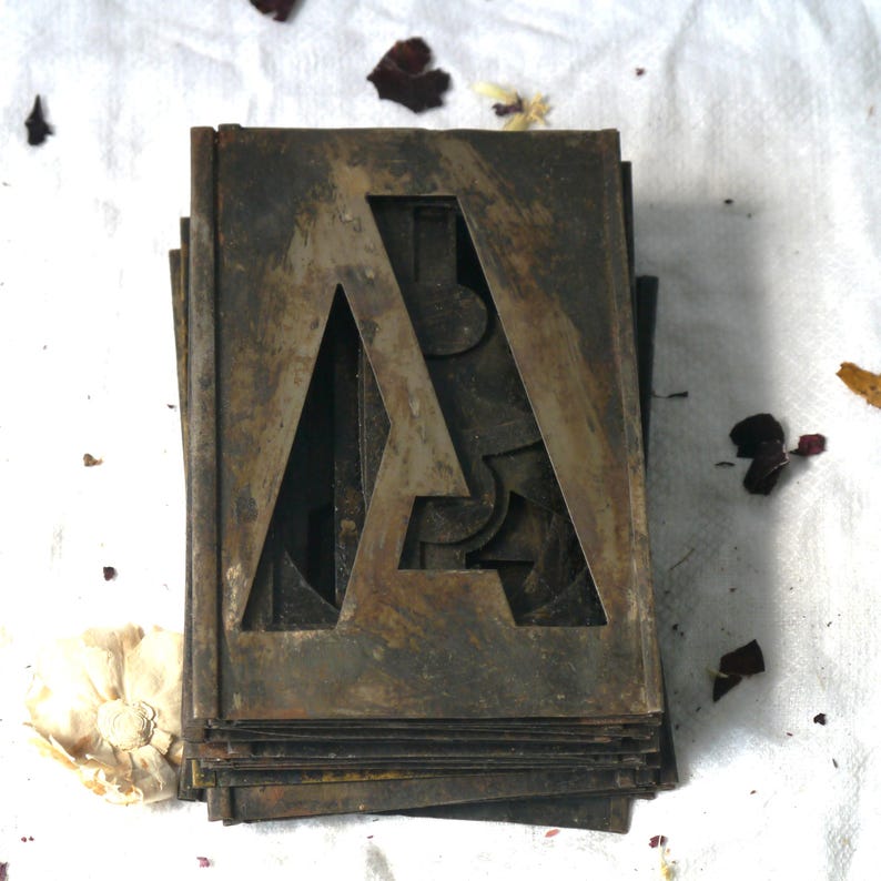 Vintage Metal Alphabet Stencil Set - Etsy