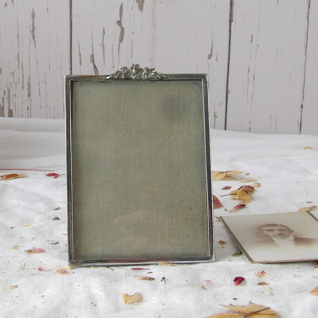 Vintage Chrome Photo Frame With Floral Motif - Etsy