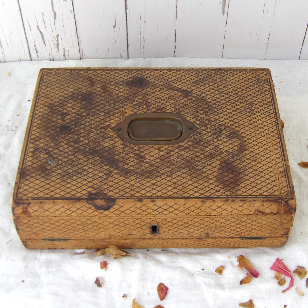 Antique Leather Writing Box With Stationery Holder - Etsy