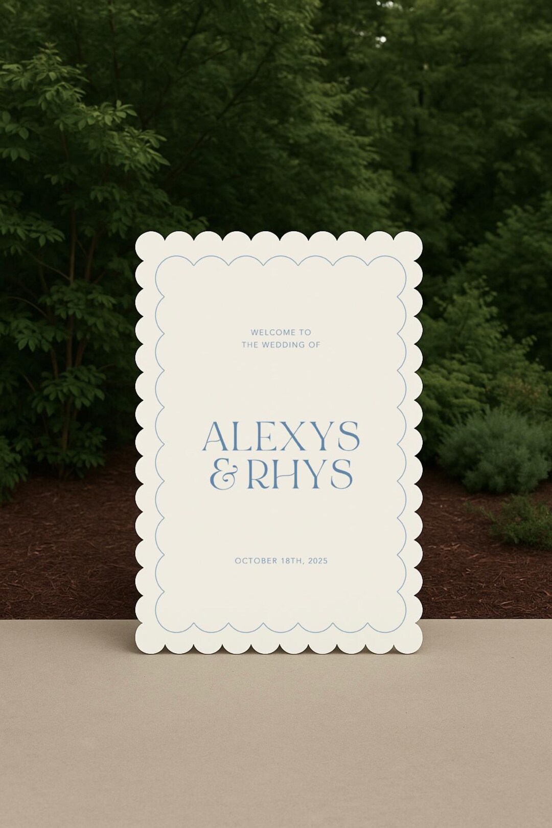 Scallop Wedding Welcome Sign: Modern Foam Board Reception Decor, Custom ...