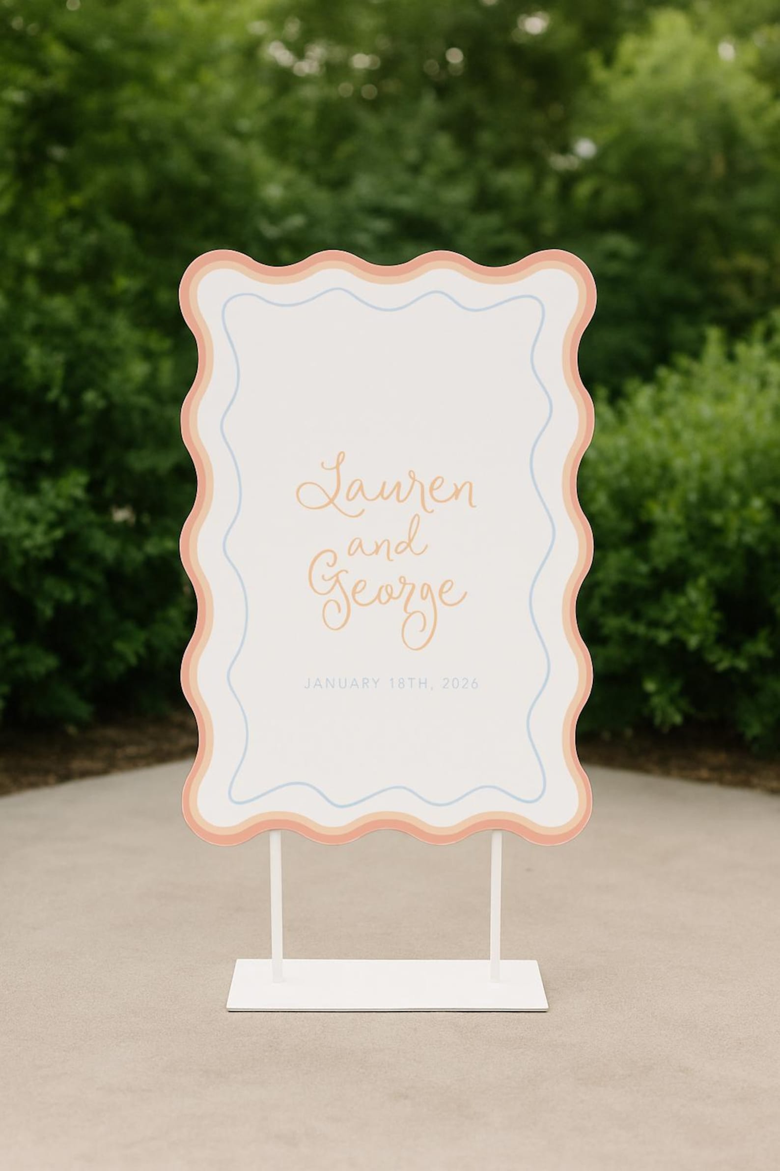 Wavy Shape Wedding Welcome Sign Board Display Stand Decoration Ceremony ...