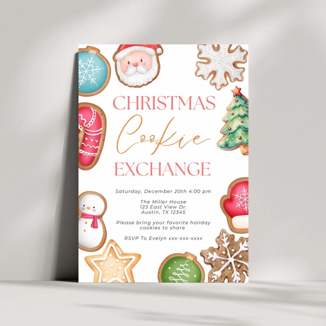 Editable Holiday Party Template, Christmas Cookie Exchange Invitation ...