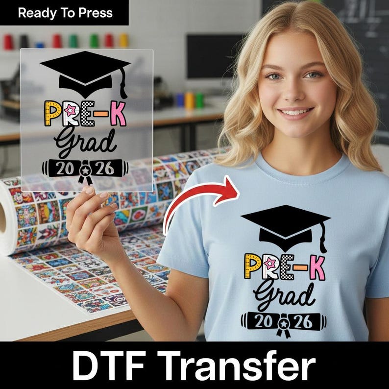 Pre-k Grad 2026 DTF Transfer, Preschool Graduation Iron on Transfer ...