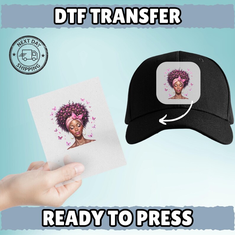 Empowering Afro Woman Design, Butterfly Hair Art DTF Transfer, Cultural ...