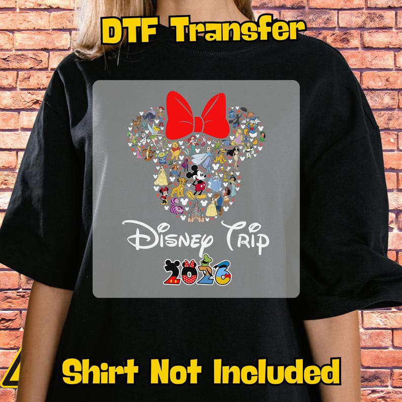 2026 Animated Character for Disney DTF Transfer, Nostalgic Red Bow ...