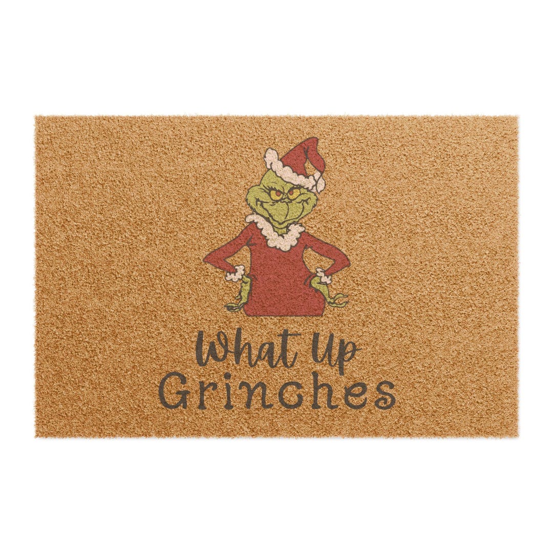 Grinch Welcome Mat, Christmas Doormat, Holiday Entry Rug, Festive Floor ...