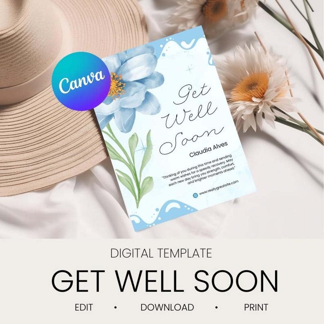 Get Well Soon Template / Instant Download / Editable Card / Canva ...