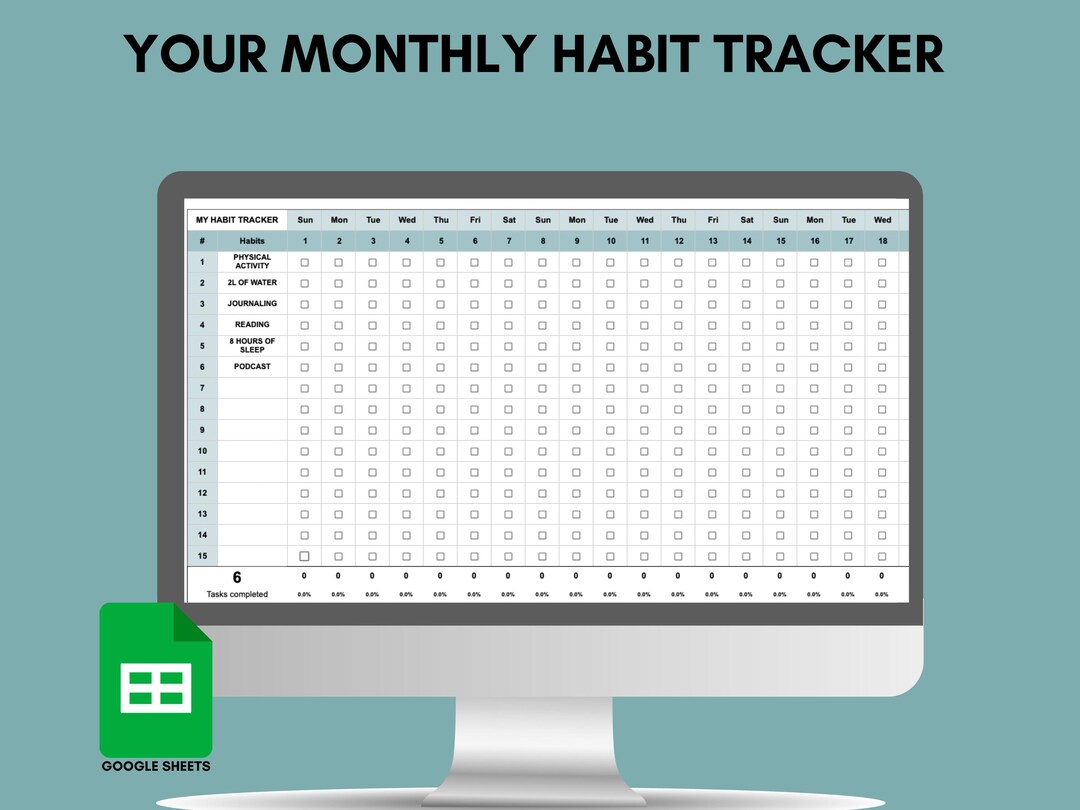 Personal Habit Tracker Tool to Track Habits Personal Growth Tool for ...