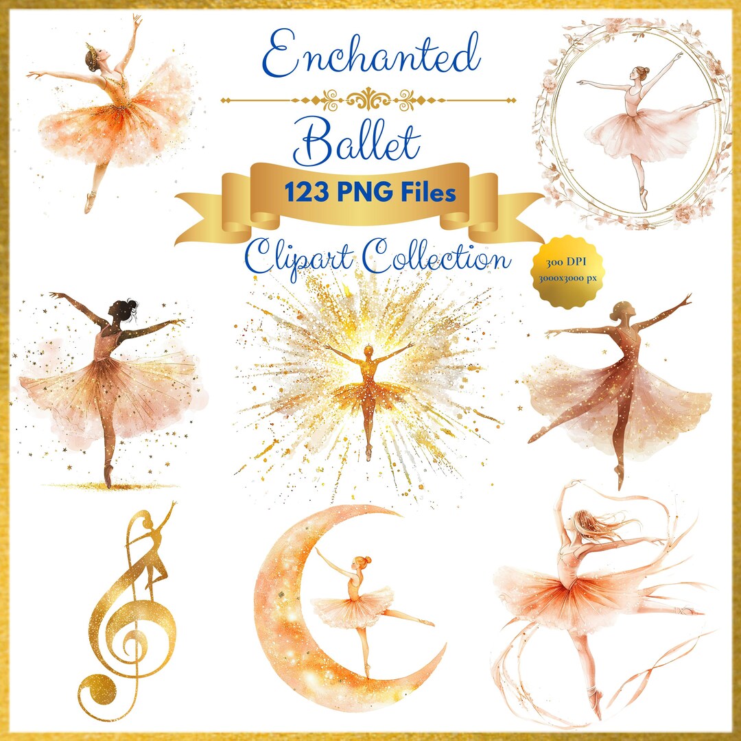 Ballerina Collection Clipart Bundle, Elegant Ballet Illustrations ...