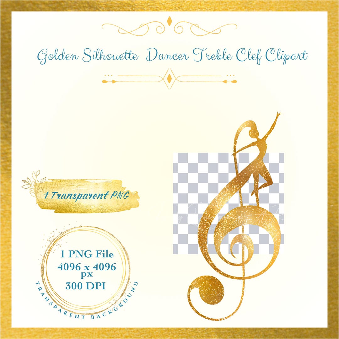 Silhouette Dancer Treble Clef Clipart, Elegant Music and Dance Digital ...