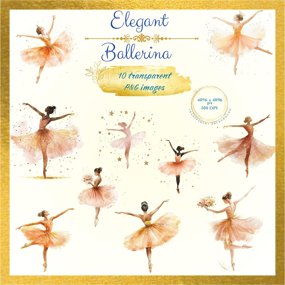 Set of 10 Ballerina Clipart Transparent Pngs, Ballet Dancer, Ballet ...