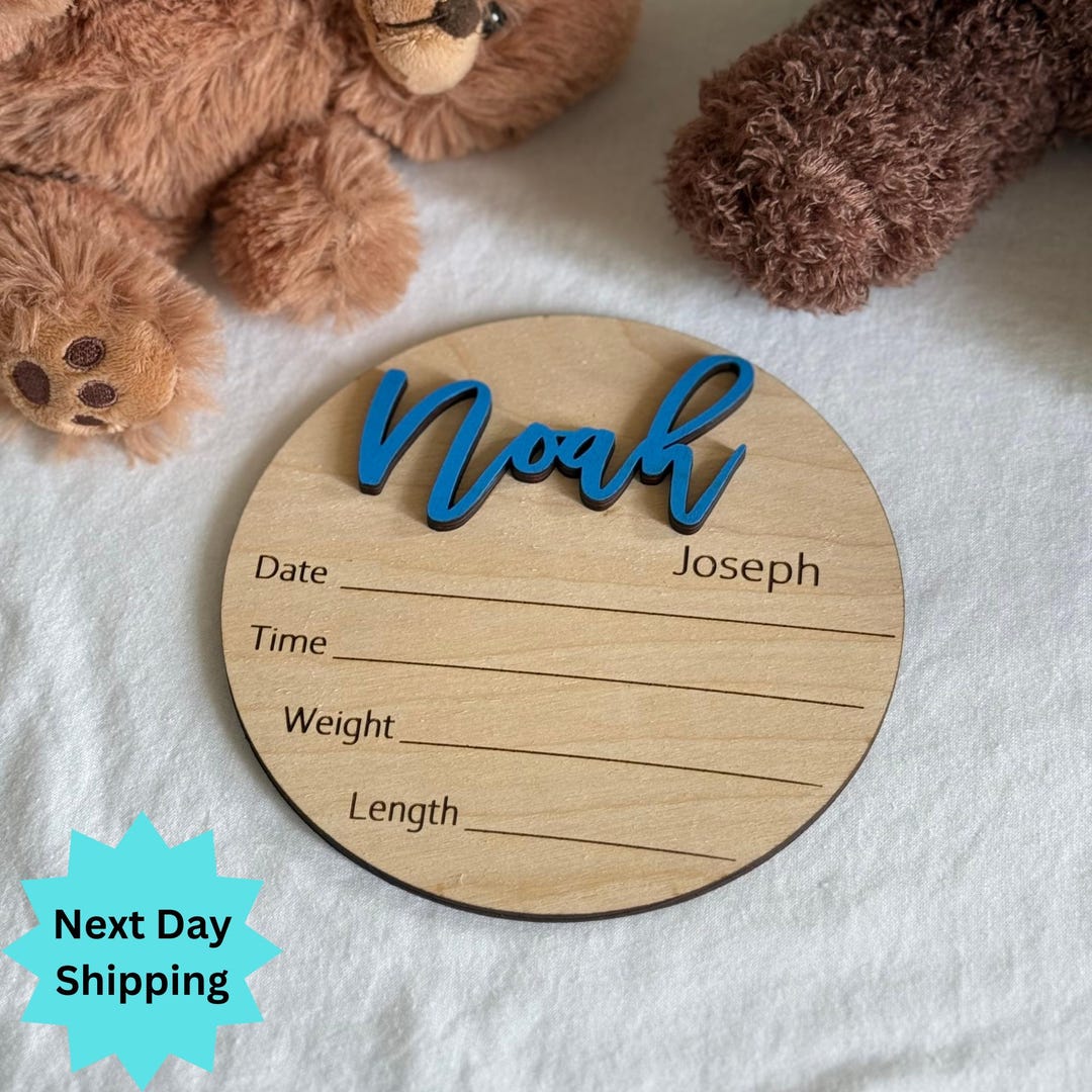 Personalized Baby Birth Stats Sign: 3D Wooden Name, Newborn ...