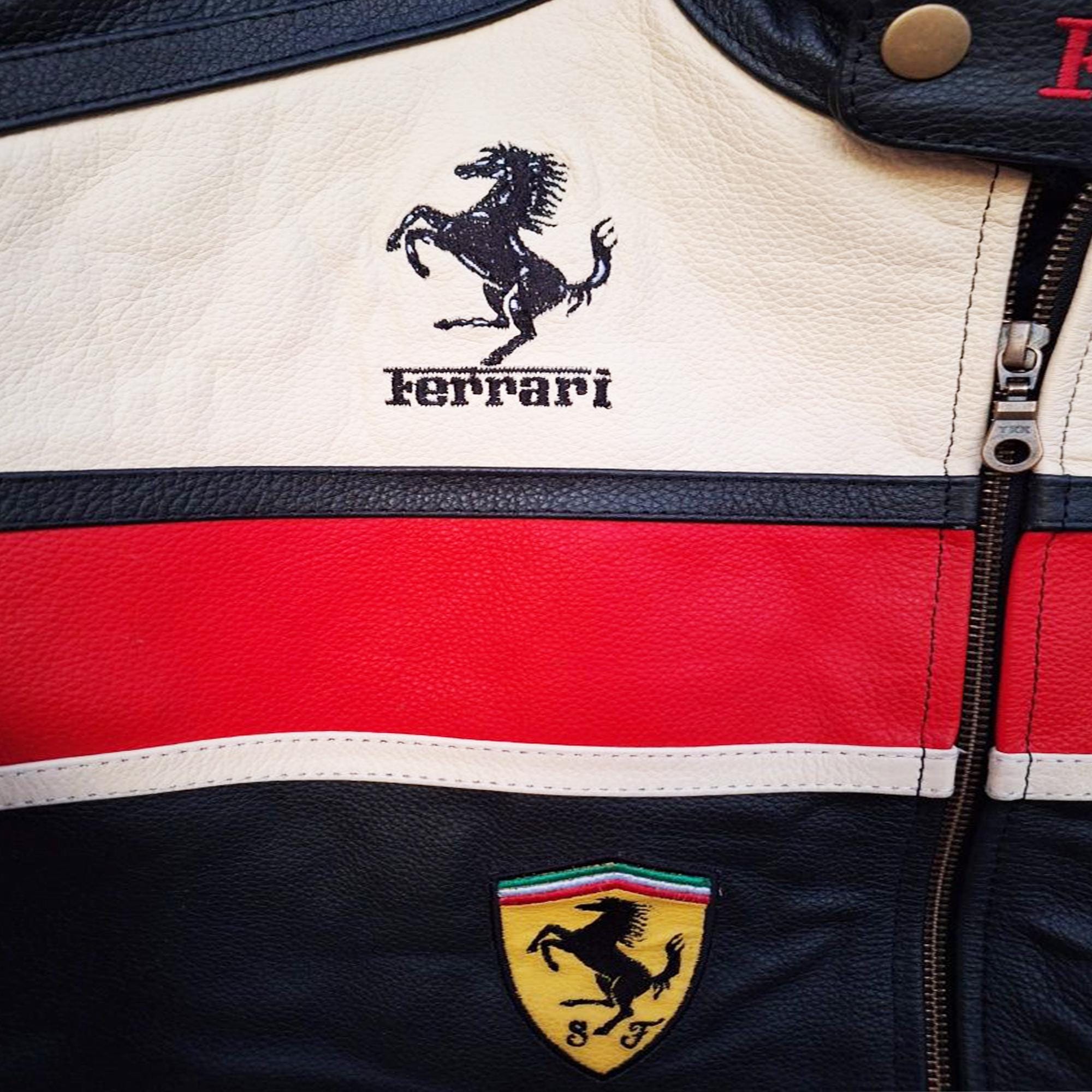 Handmade Ferrari Racing Jacket Genuine Leather Unisex F1 Moto Nascar ...