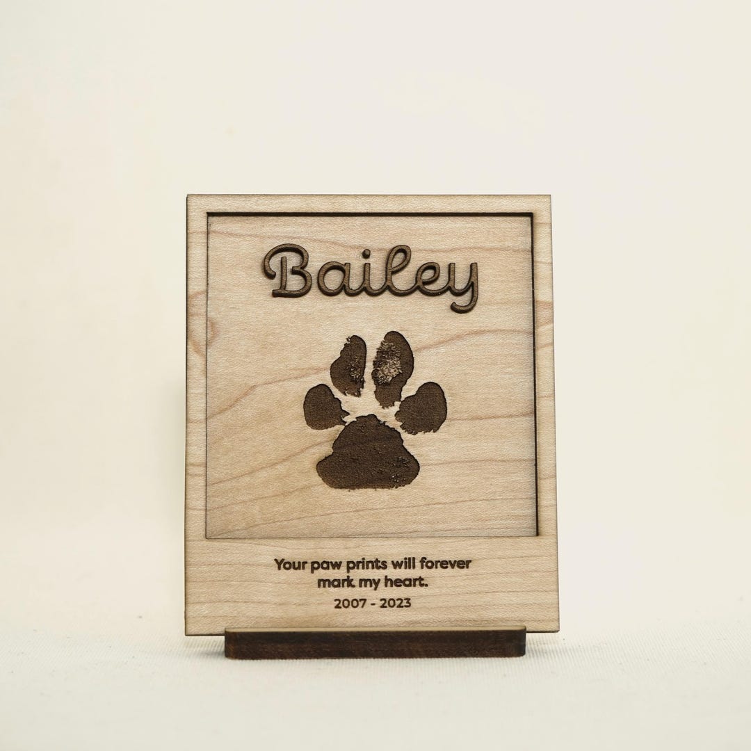 Custom Engraved Paw Print Polaroid Frame: Pet Memorial Keepsake - Etsy