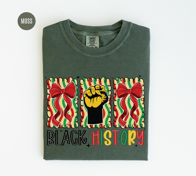 Comfort Colors Black History Month Coquette Bow Shirt, Retro Black ...