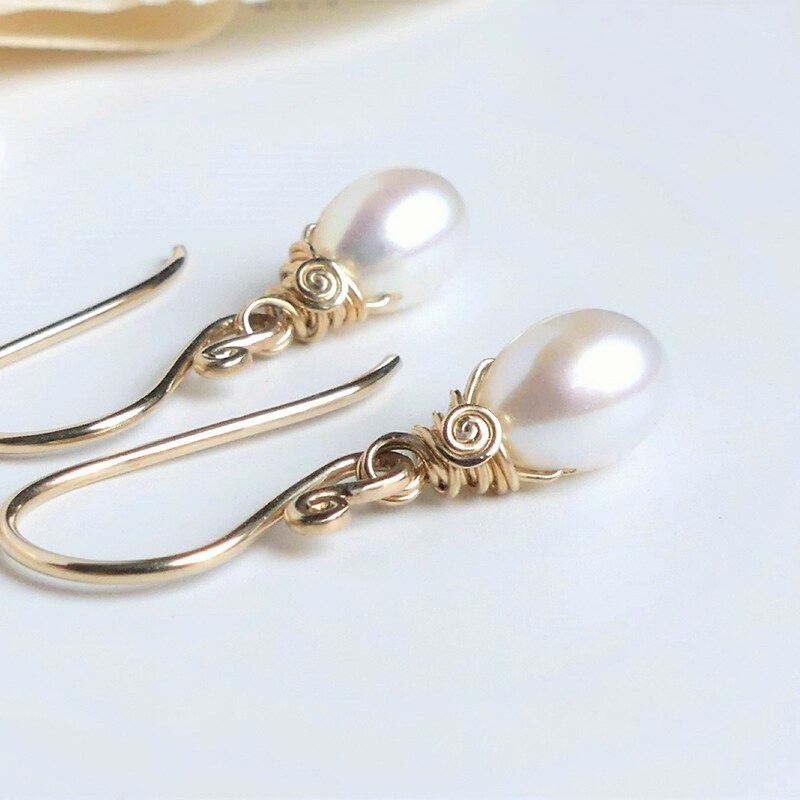 Wire Wrapped Pearl Earring - Etsy