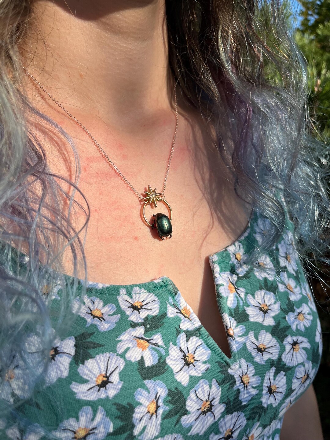 Real Electroformed Green Beetle With Compass Rose, Real Beetle Encased ...