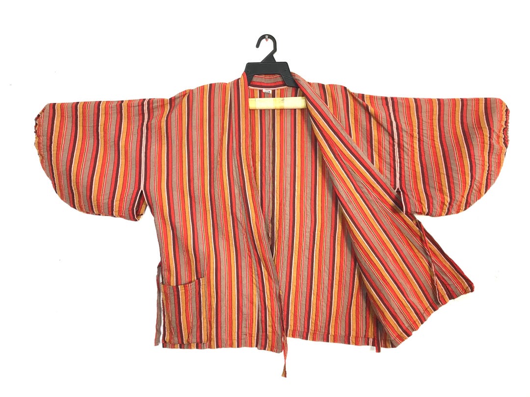 Vintage Kimono Japanese Traditional Noragi Haori Hanten Happi Jacket ...