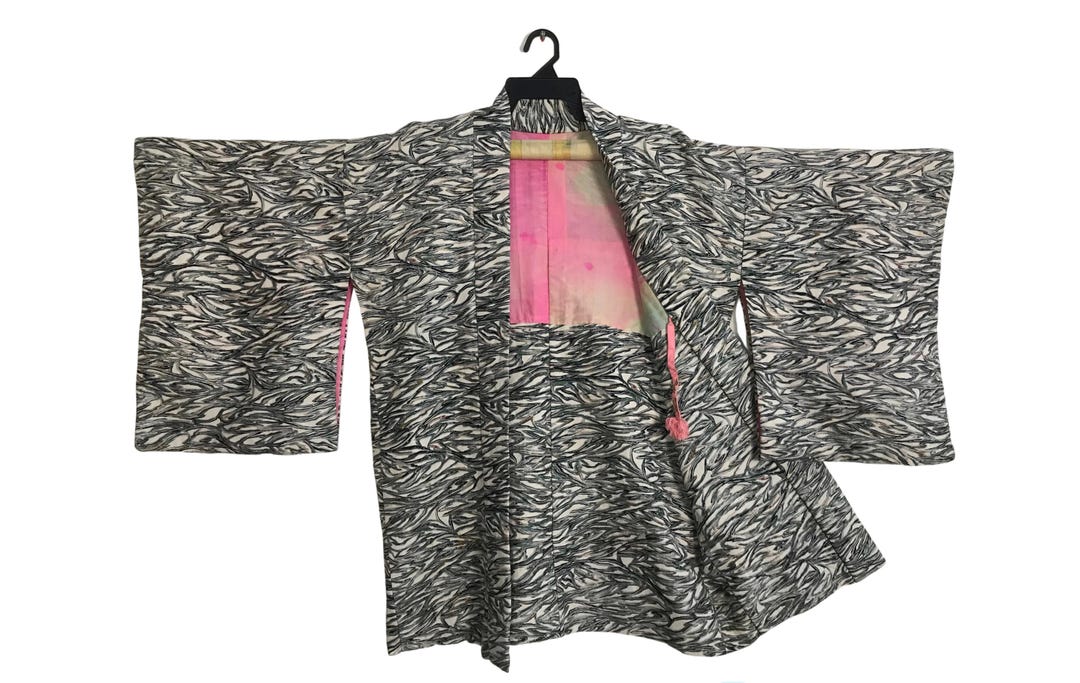 Vintage Kimono Japanese Traditional Noragi Haori Hanten Happi Jacket ...