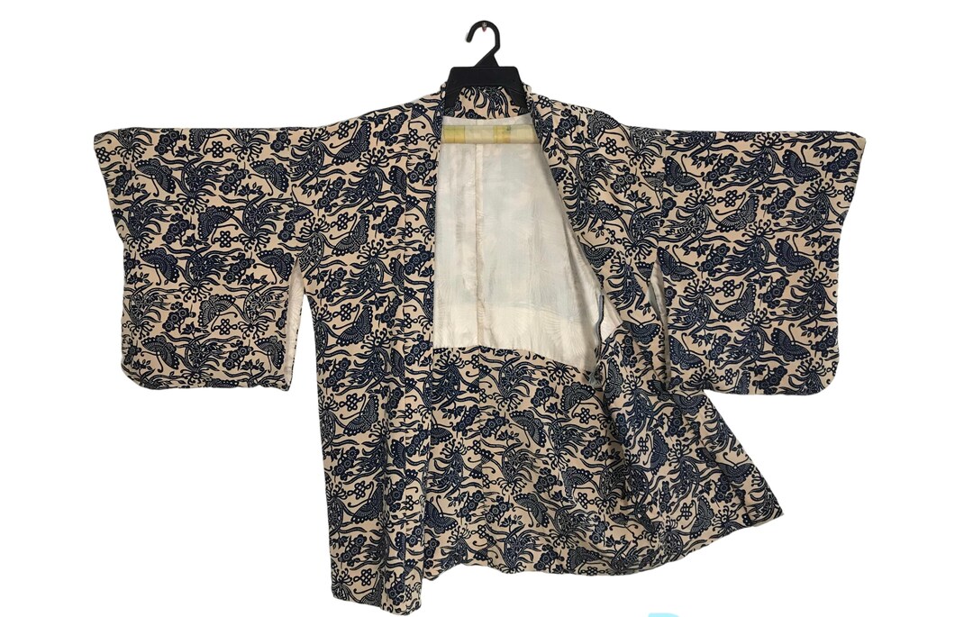 Vintage Kimono Japanese Traditional Noragi Haori Hanten Happi Jacket ...