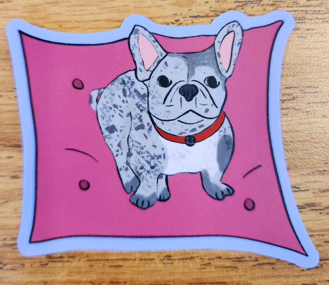 French Bulldog Sticker, Frenchie Sticker, Dog Sticker, Frenchie on Pink ...