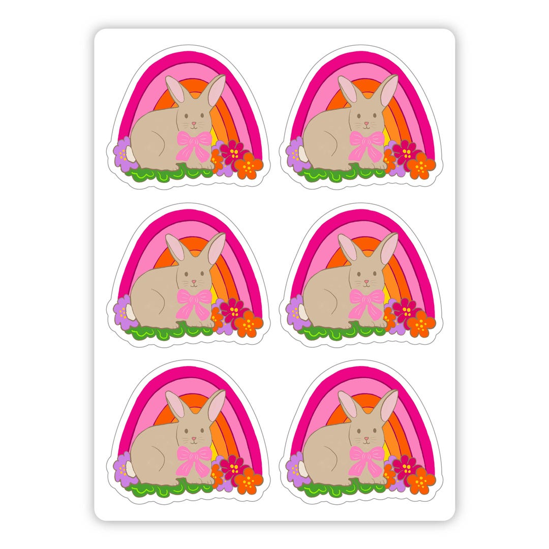 Bunny Sticker Sheet Rabbit Stickers Pink Bunny Stickers With Pink Bow ...