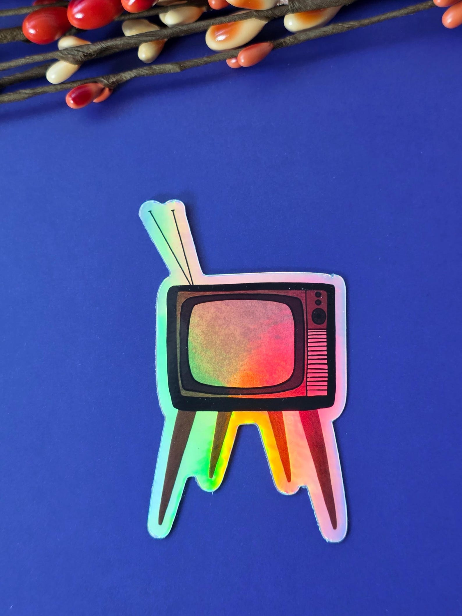 Vintage Television Sticker, Glitter Sticker - Etsy