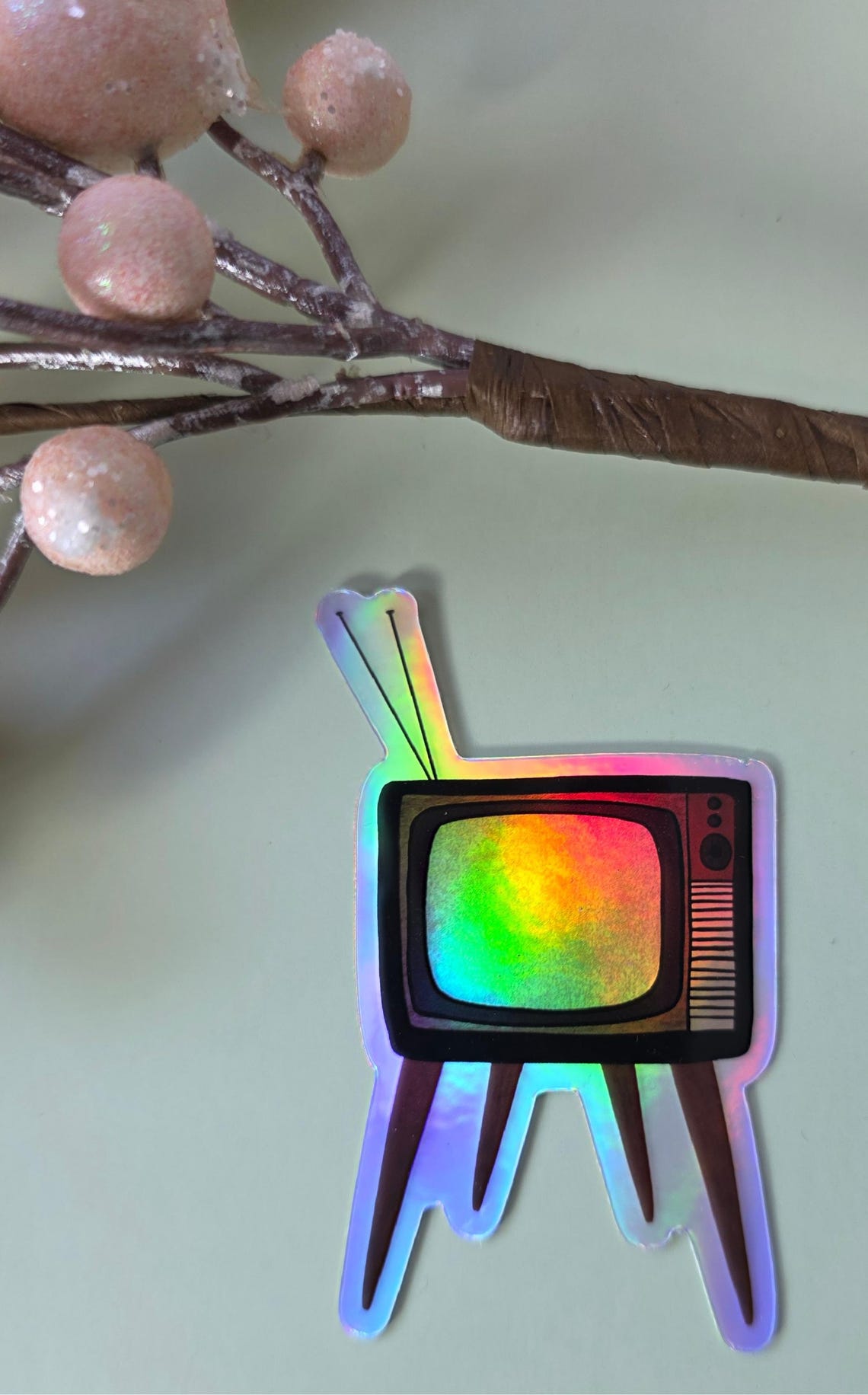 Vintage Television Sticker, Glitter Sticker - Etsy