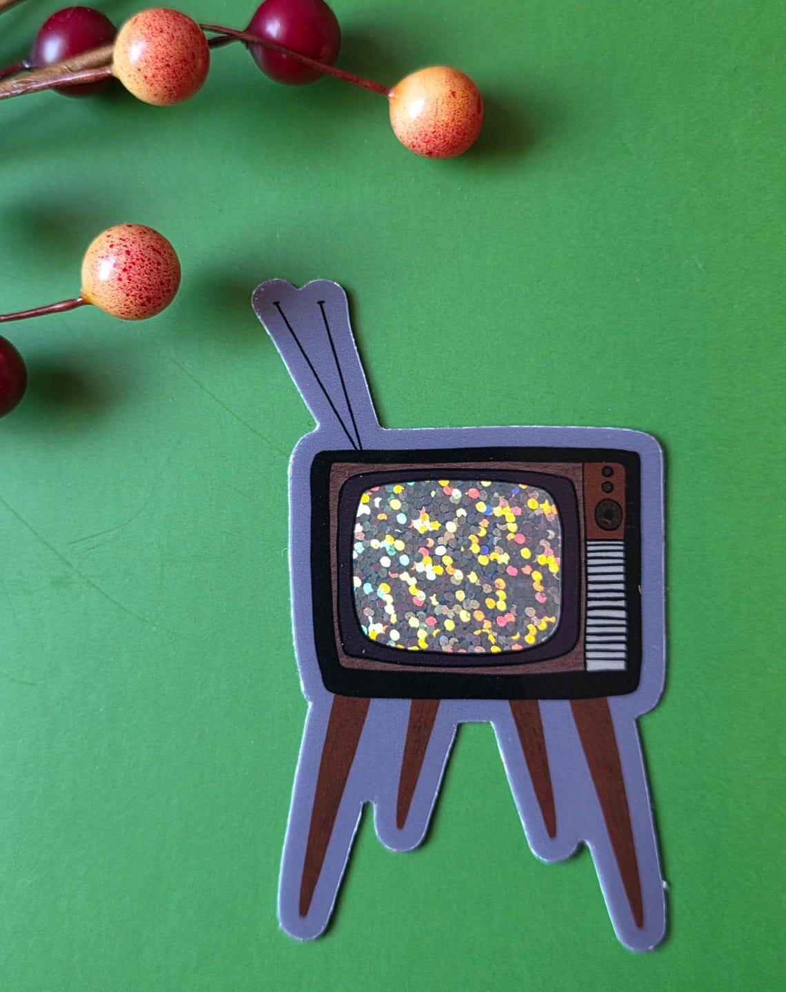 Vintage Television Sticker, Glitter Sticker - Etsy