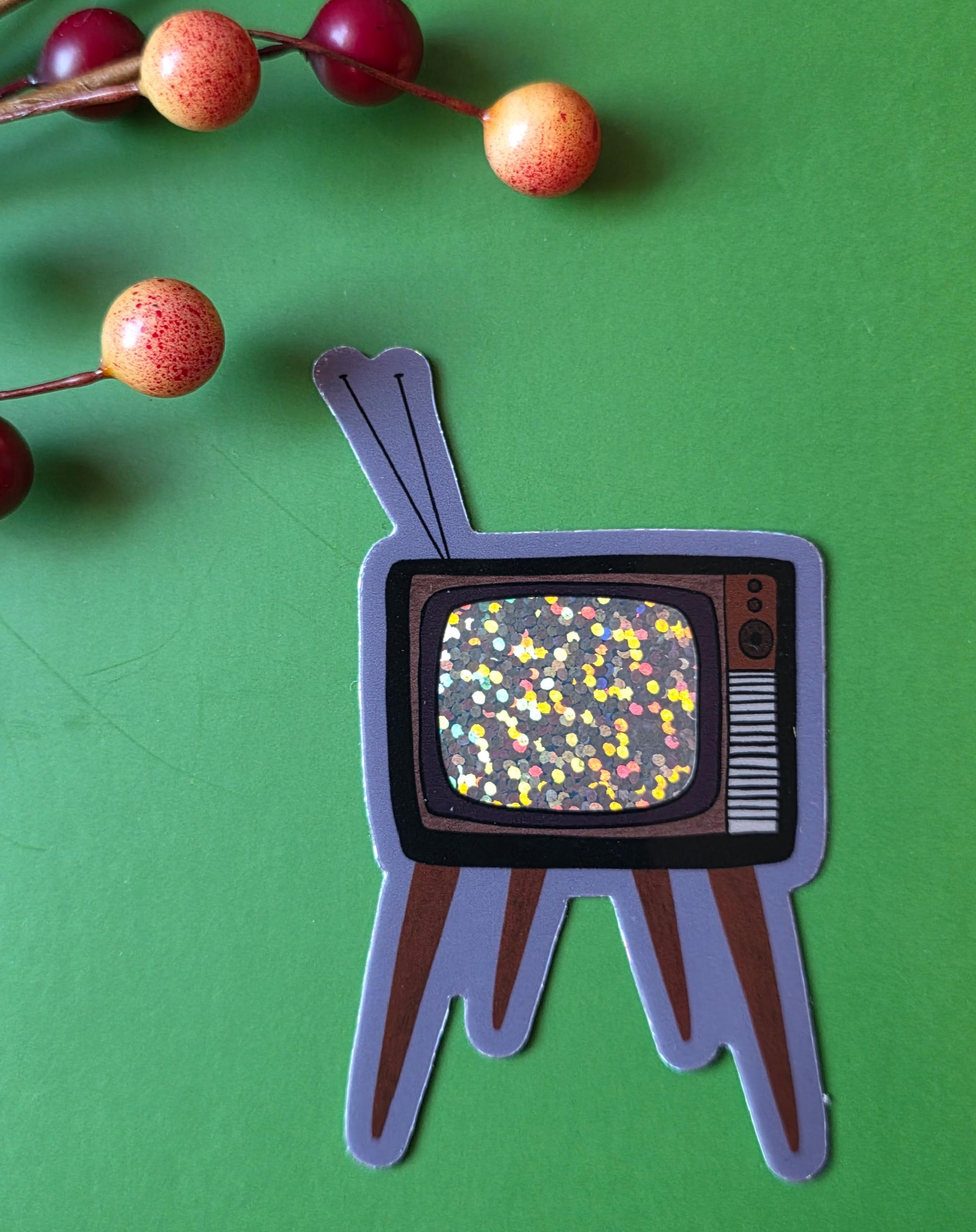 Vintage Television Sticker, Glitter Sticker - Etsy