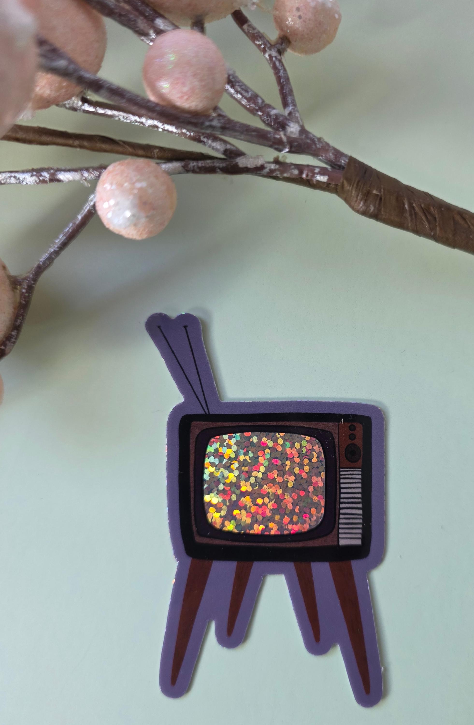 Vintage Television Sticker, Glitter Sticker - Etsy