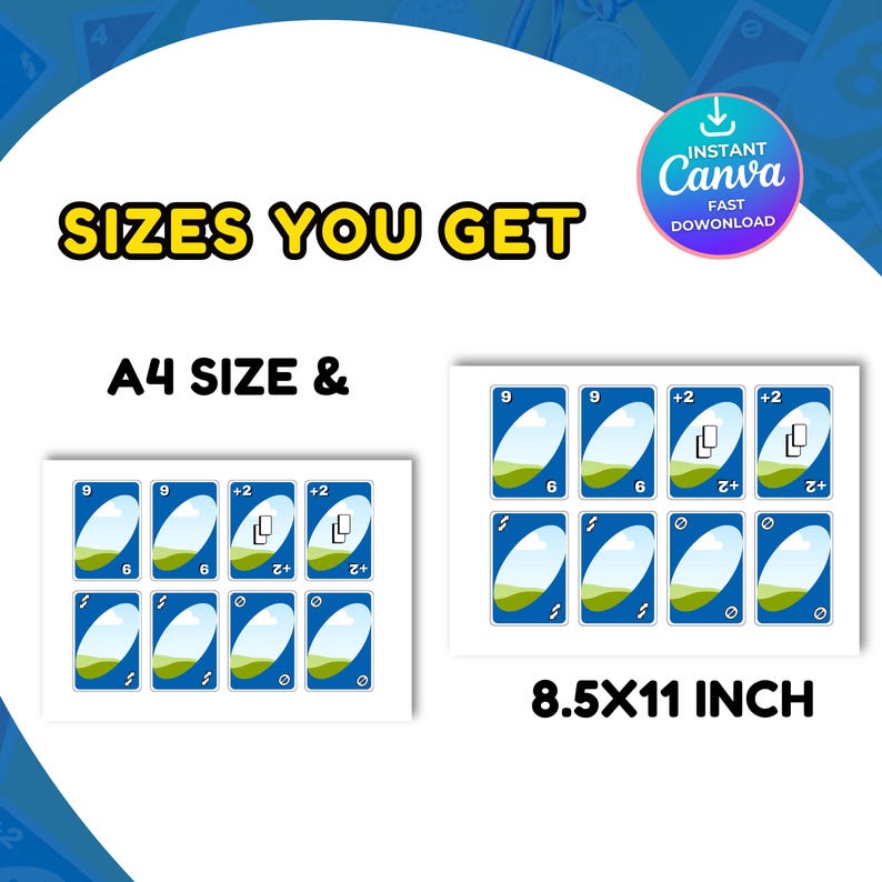 Uno Card Template Editable Canva Playing Card Template Printable Blank ...