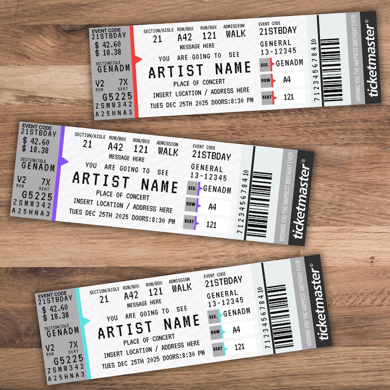 Editable Concert Ticket Template: Surprise Event Gift (canva Template) - Etsy