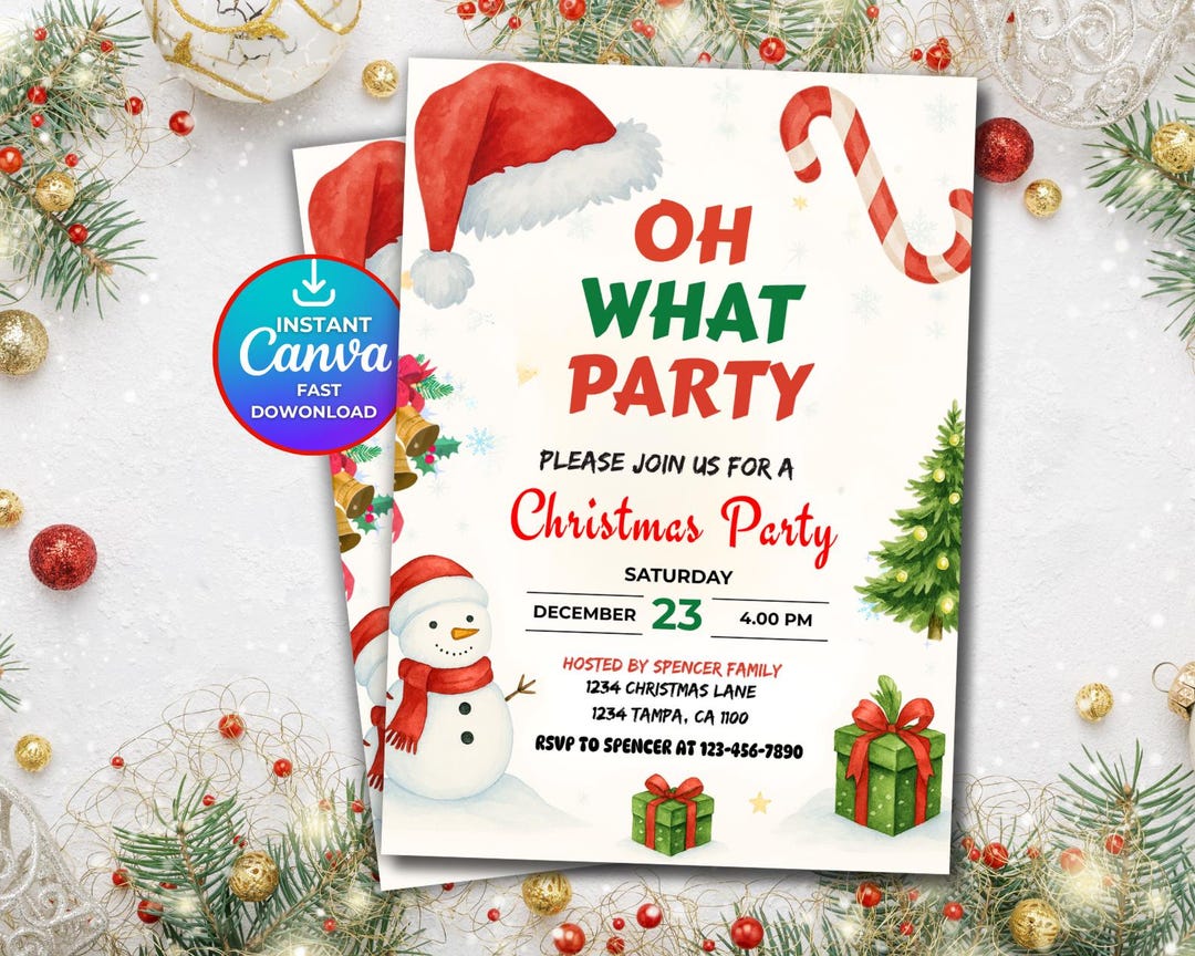 Christmas Party Invitation, Printable Christmas Invitation, Editable ...